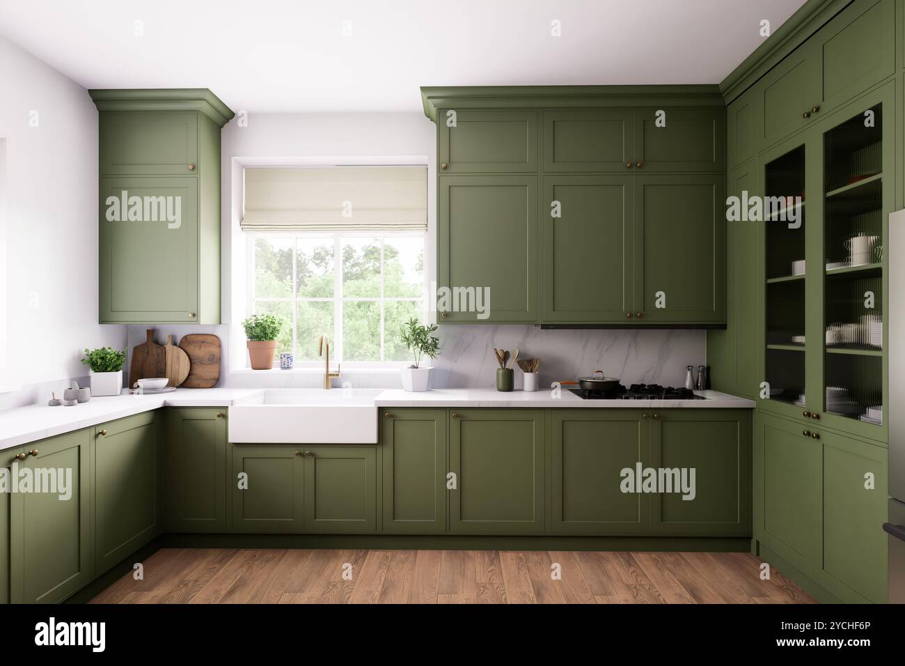 A gorgeous modern green kitchen design filled with rustic charm and ...
