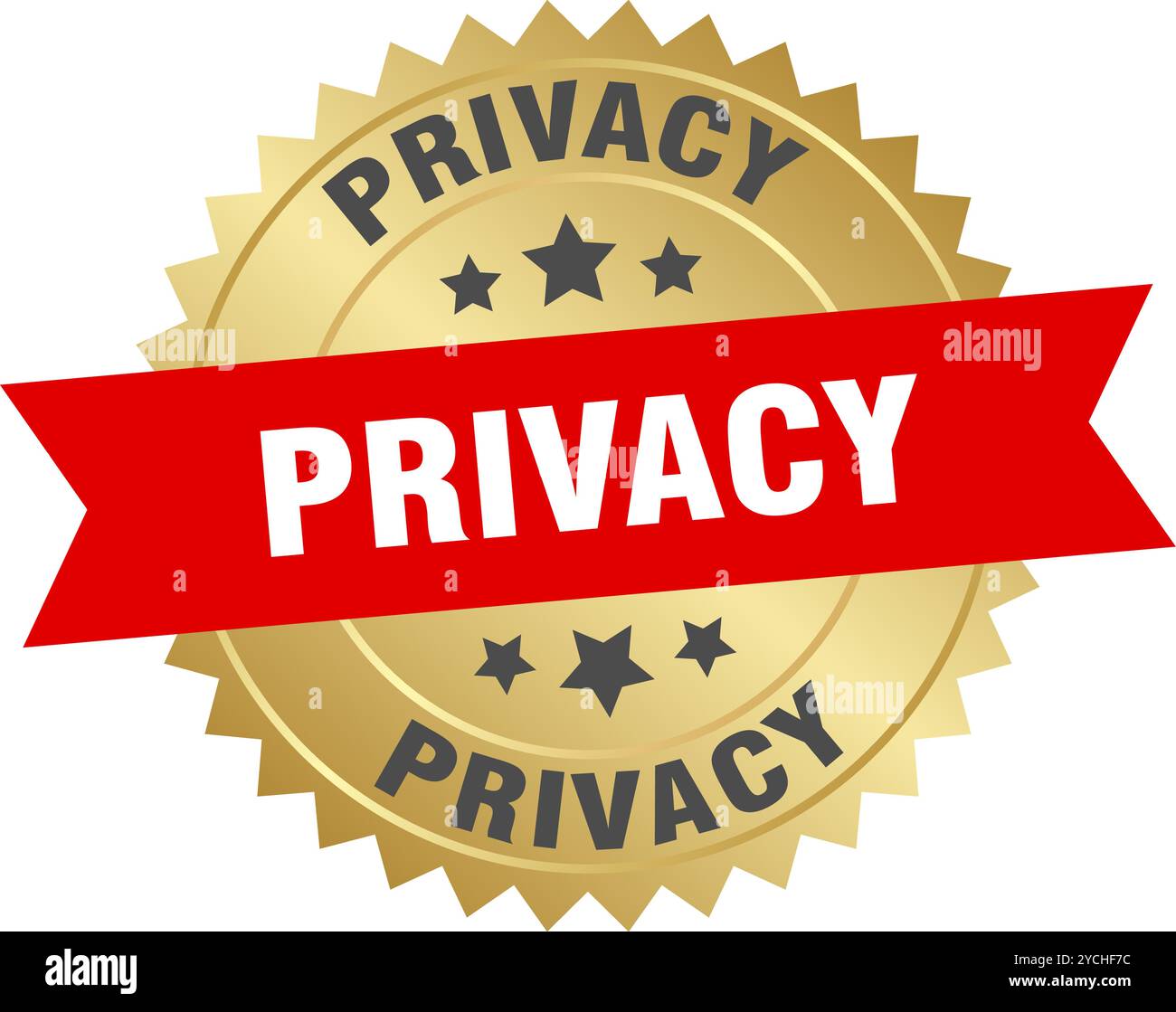 privacy round red and gold label isolated on transparent background ...