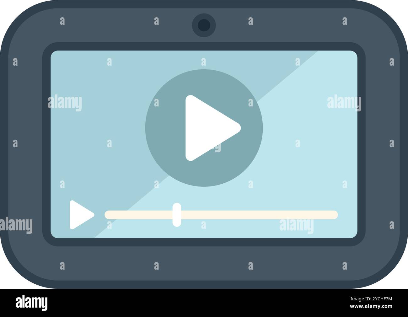 Tablet is playing a video from a streaming platform with a progress bar ...