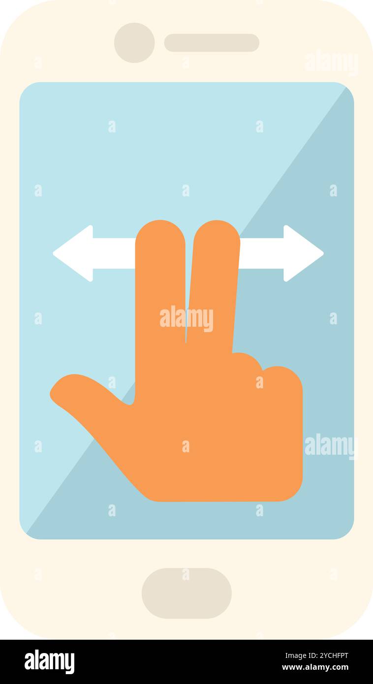 Smartphone with two fingers zooming on screen, concept of mobile phone with pinch zoom gesture ...