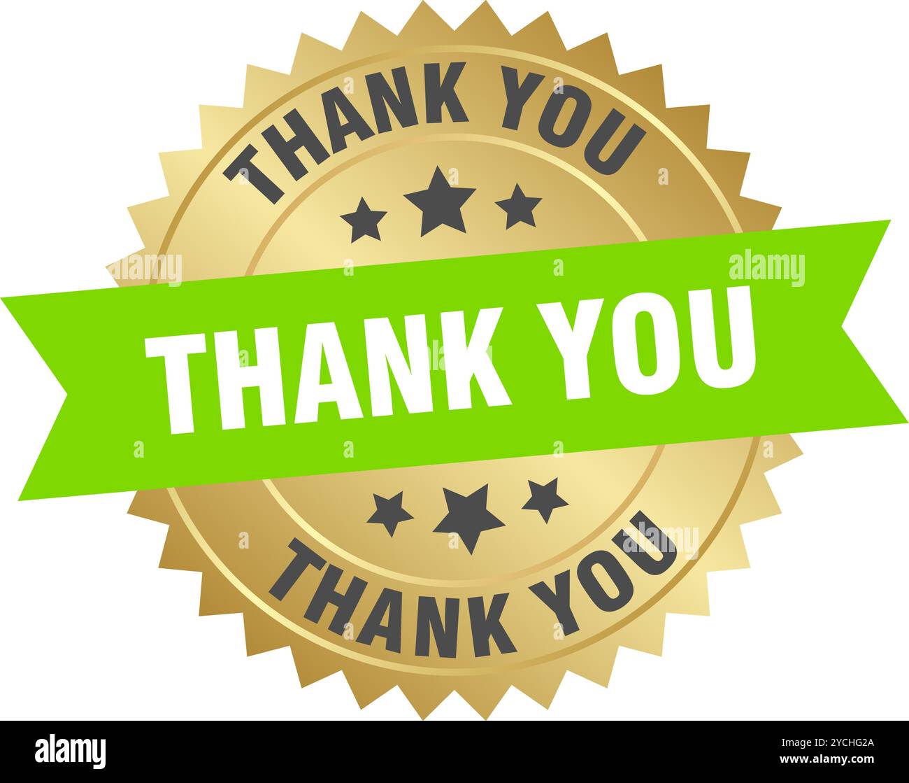 thank you round green and gold label isolated on transparent background ...