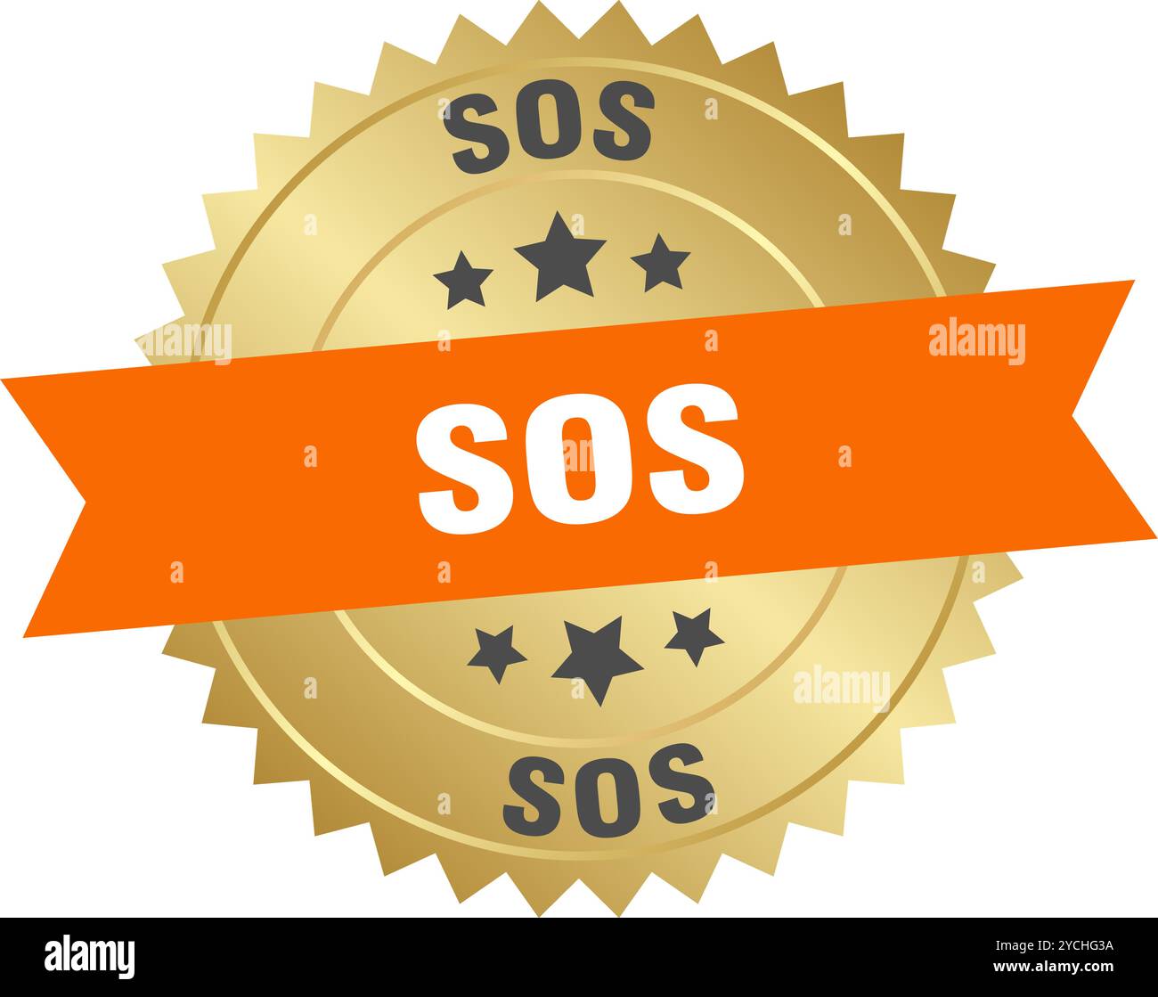 sos round orange and gold label isolated on transparent background. sos ...