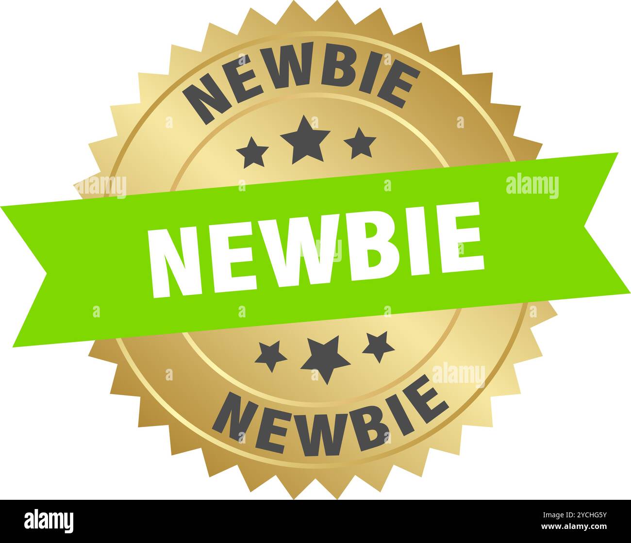 newbie round green and gold label isolated on transparent background ...