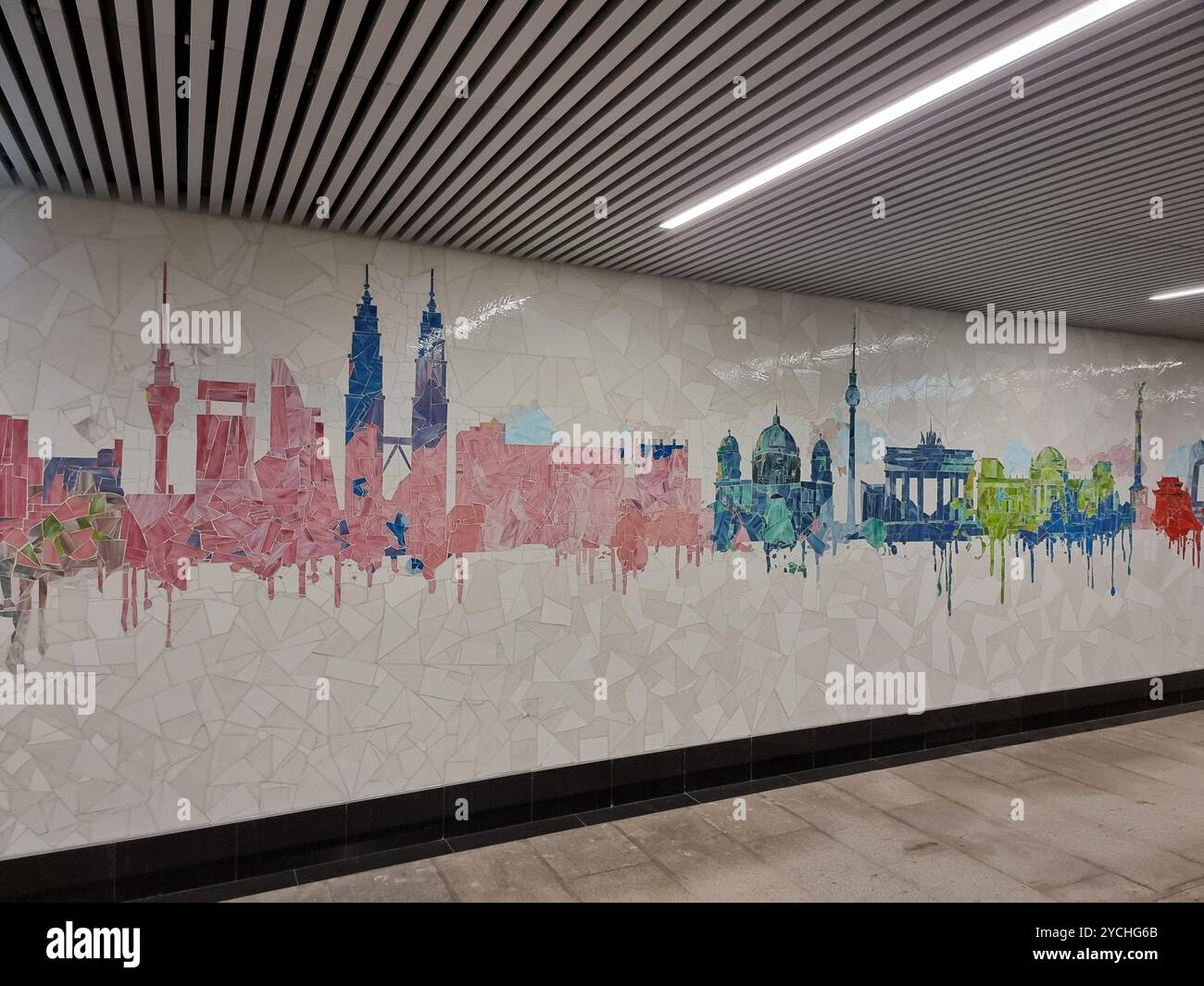 Landmarks of cities from over the world in corridors metro station RUDN ...