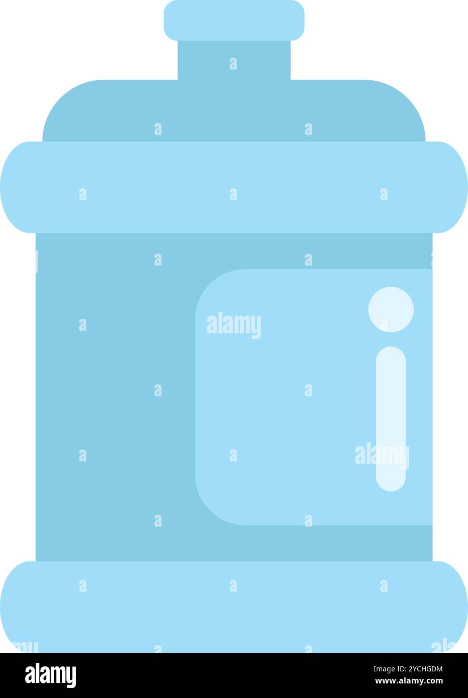 Blue protein shaker displaying nutritional information icon, isolated ...
