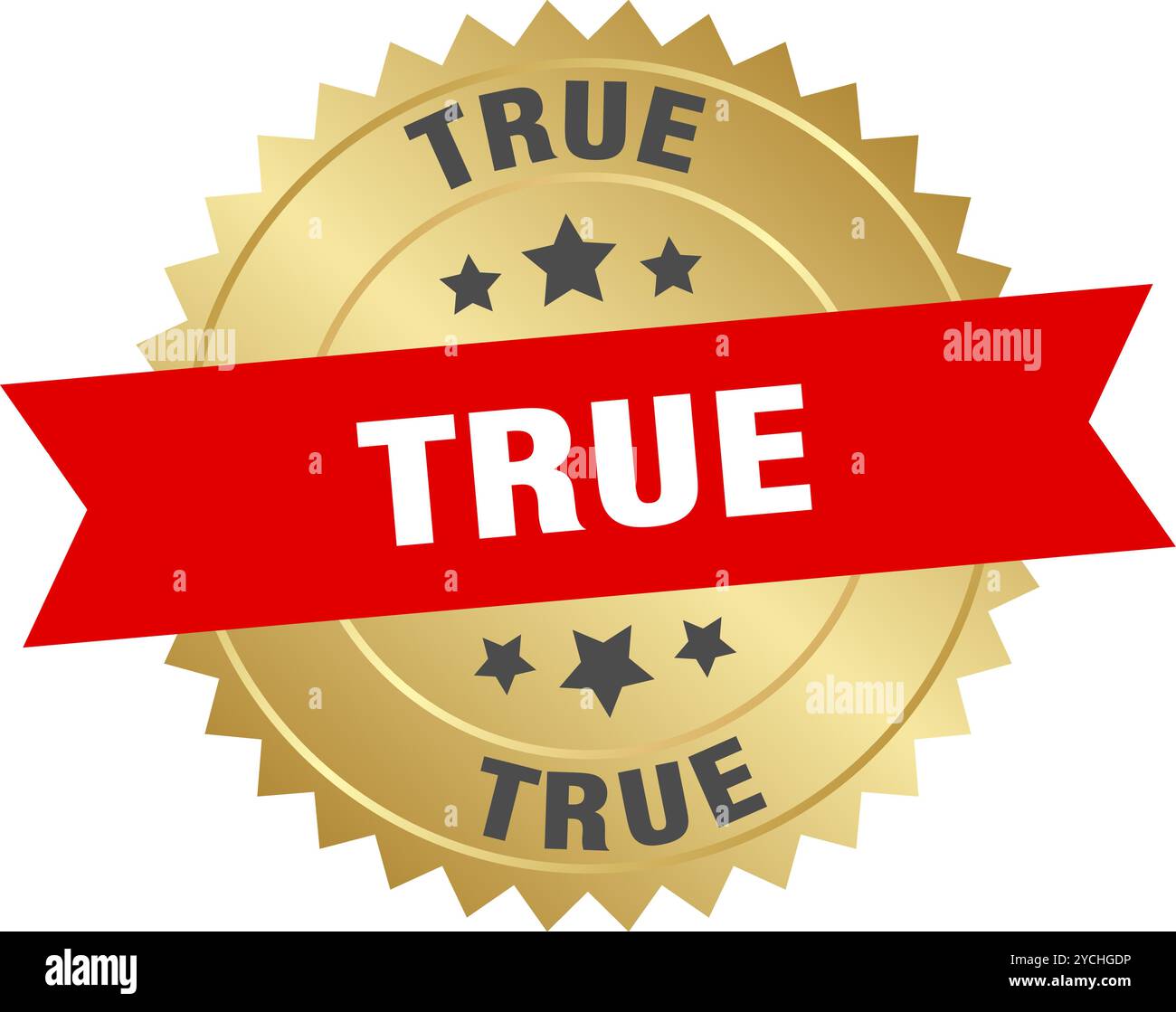 true round red and gold label isolated on transparent background. true ...