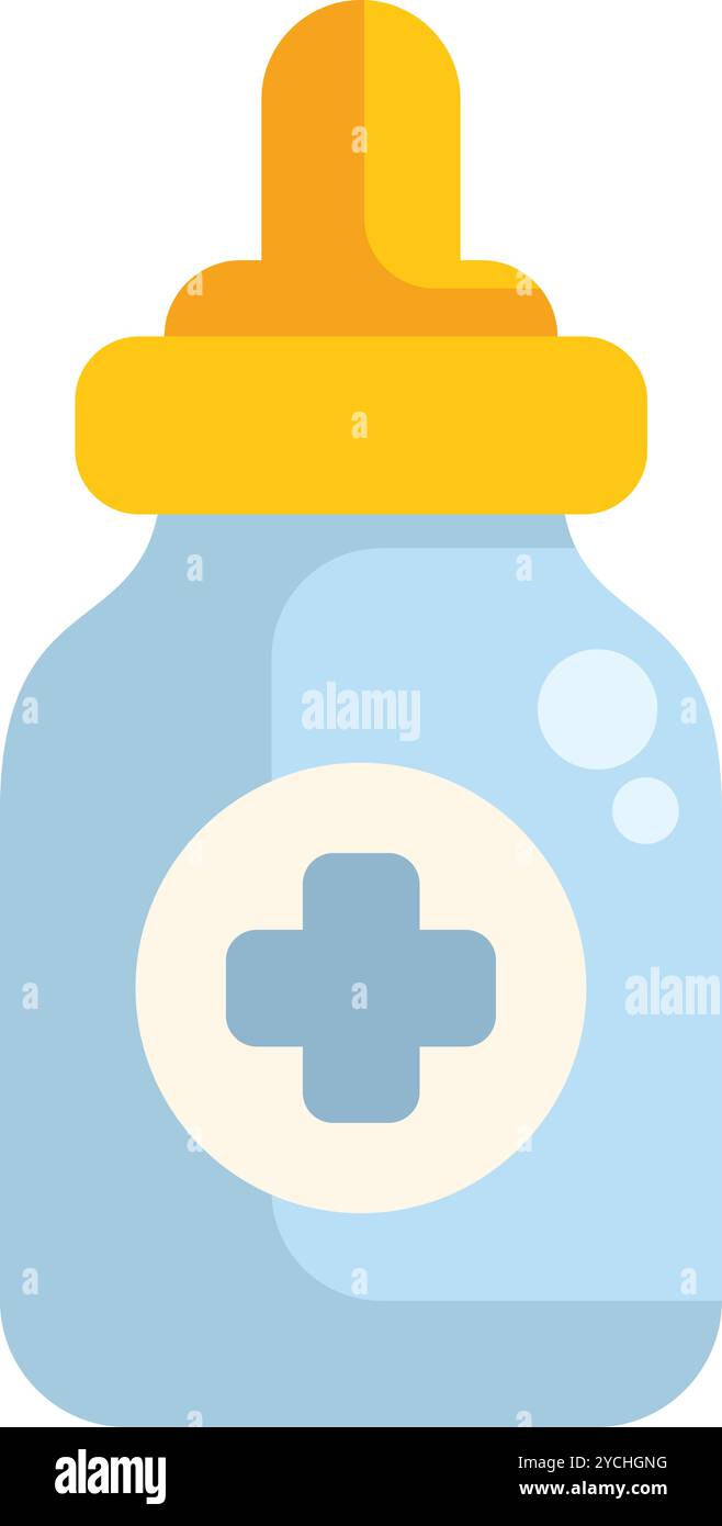 Blue medical dropper bottle dispensing liquid medicine, isolated on ...