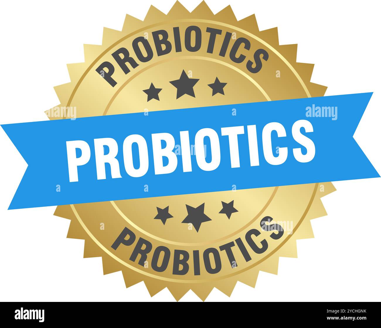 probiotics round blue and gold label isolated on transparent background ...