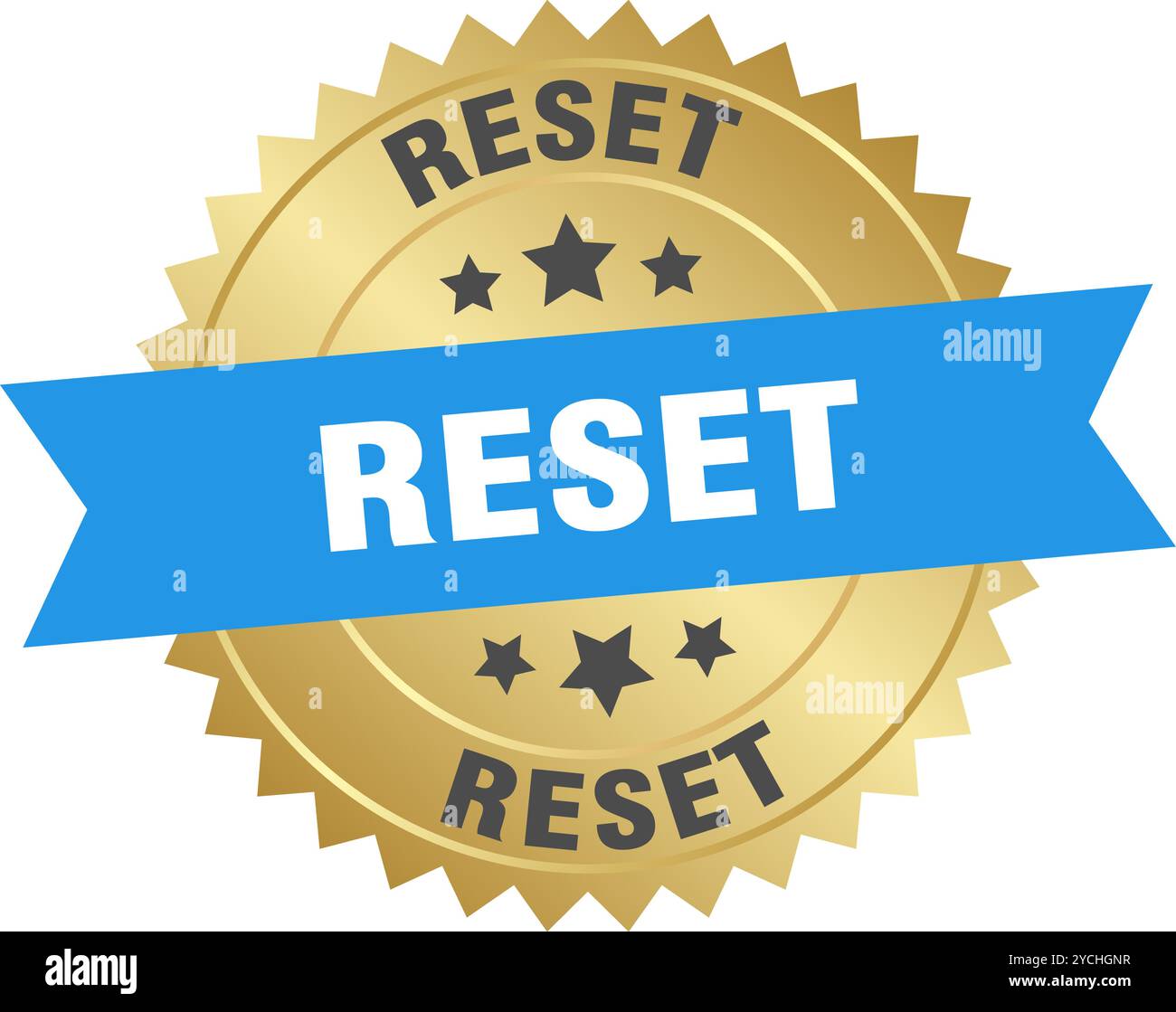 reset round blue and gold label isolated on transparent background ...