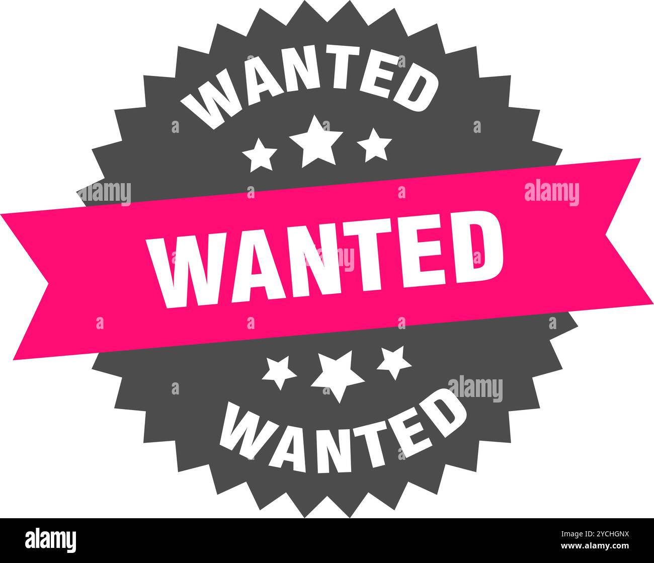 wanted round pink label isolated on transparent background. wanted ...