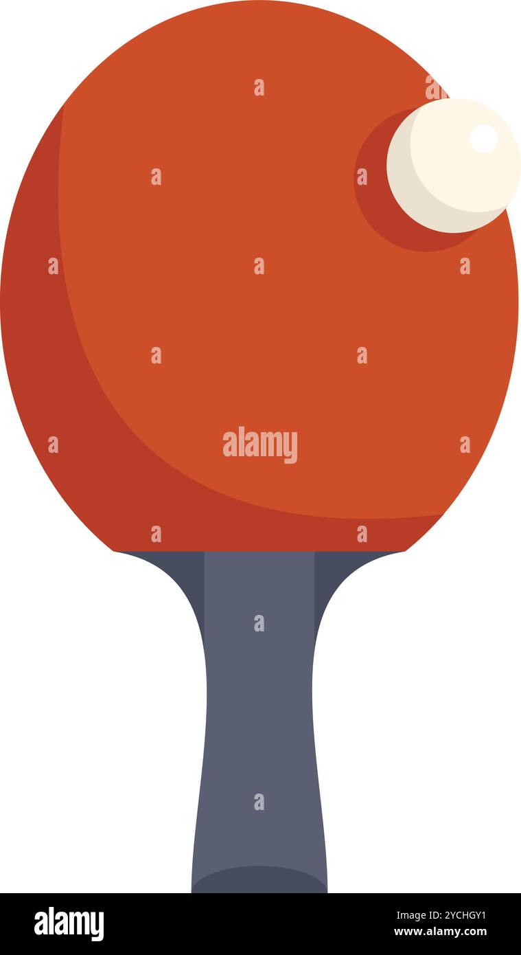 This vector illustration shows a red table tennis racket with a white ...