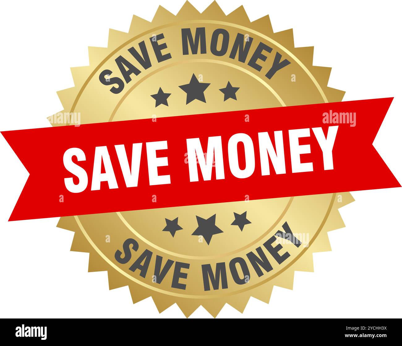 save money round red and gold label isolated on transparent background ...
