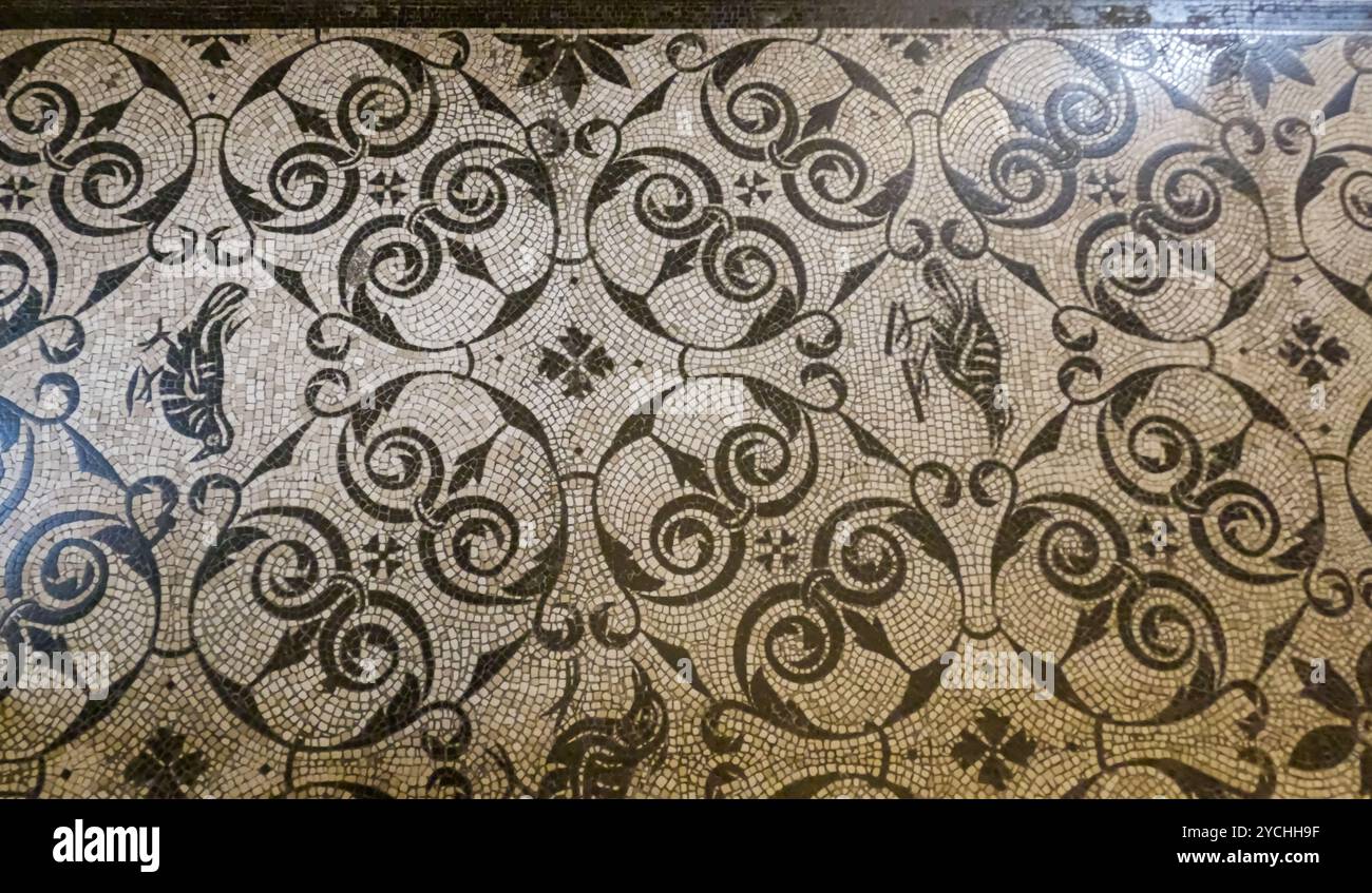 Ancient Roman mosaic tile pattern, vintage background of floor mosaic ...