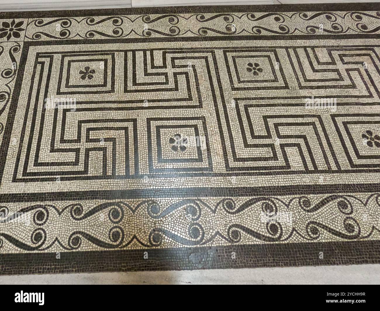 Ancient Roman mosaic tile pattern, vintage background of floor mosaic ...