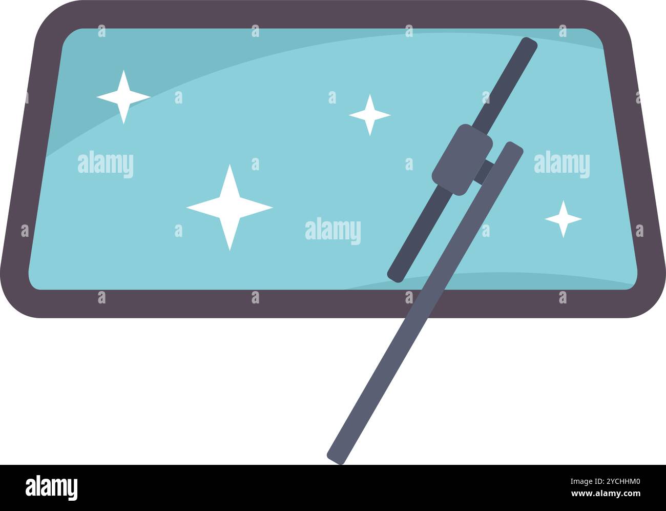 Windshield wiper is removing raindrops from a clean windscreen, car ...