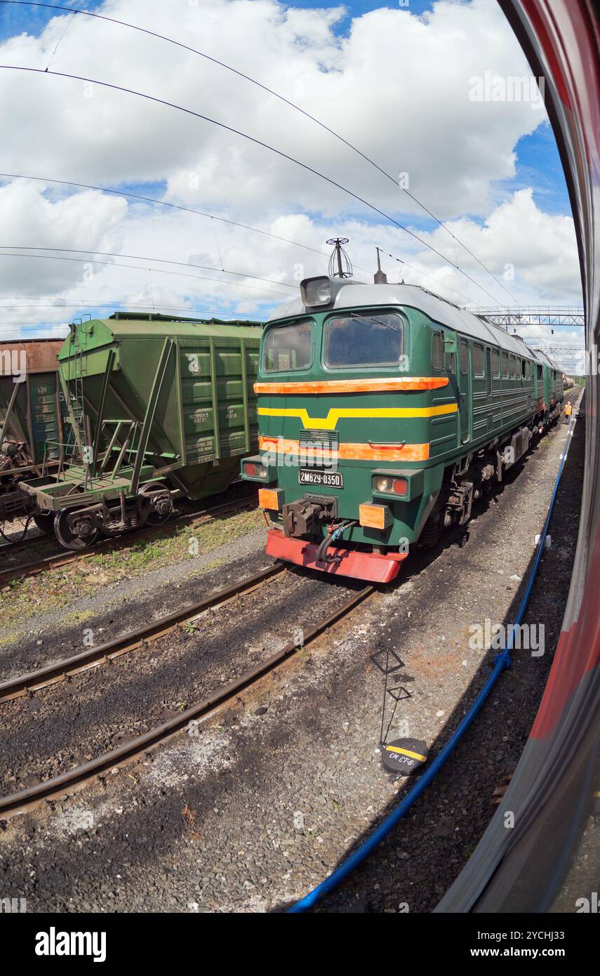 Freight train in Russia Stock Photo - Alamy