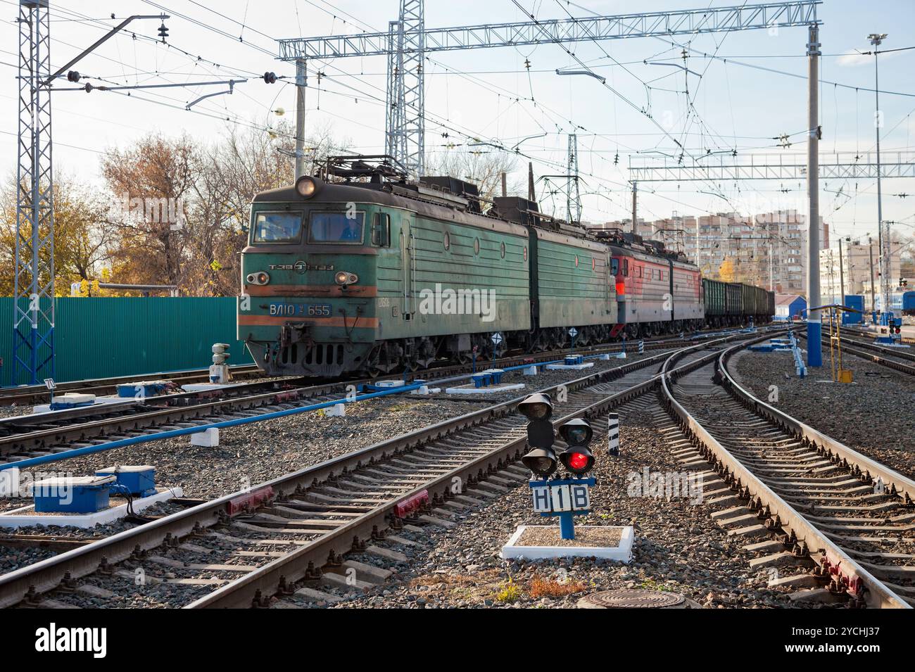 Freight train in Russia Stock Photo - Alamy