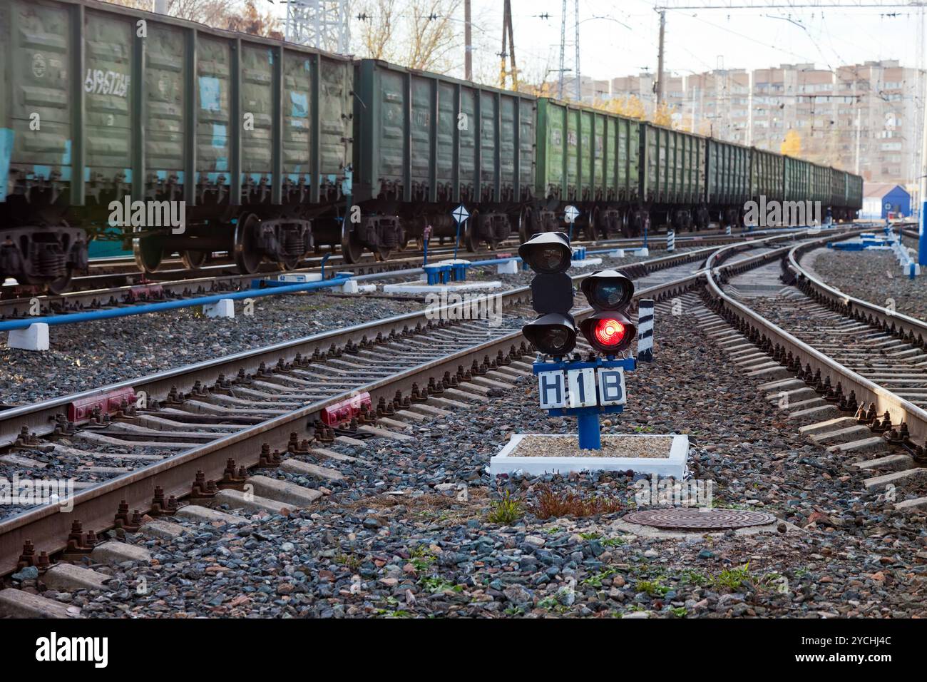 Freight train in Russia Stock Photo - Alamy