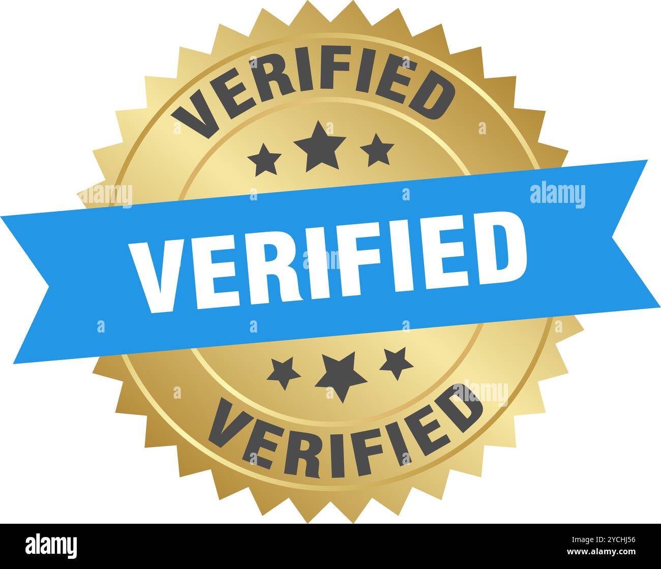 verified round blue and gold label isolated on transparent background. verified Stock Vector ...