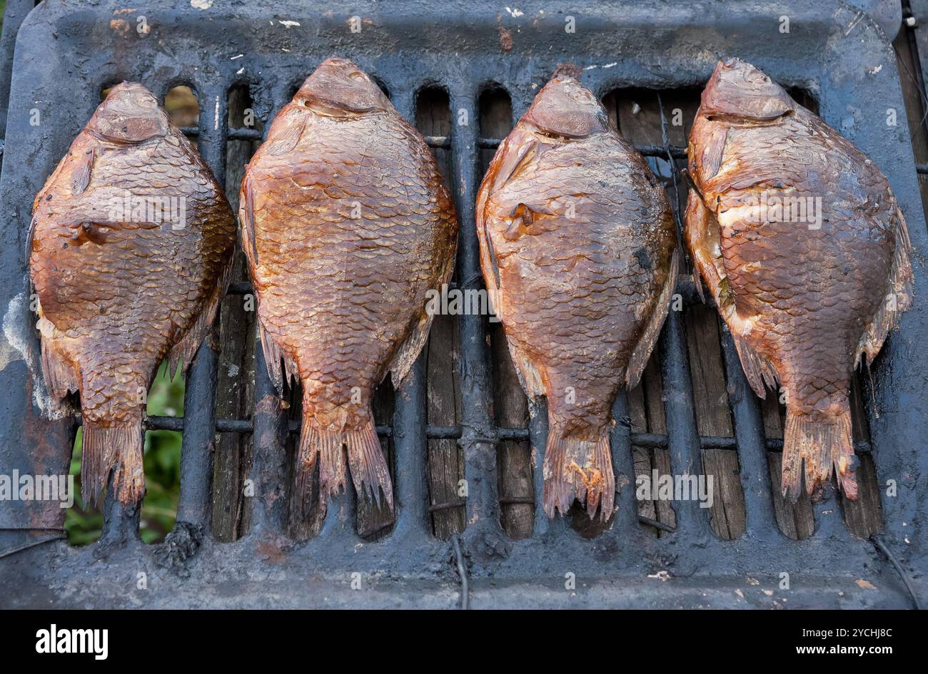 Just smoked fresh fish caught in Russian river Stock Photo - Alamy