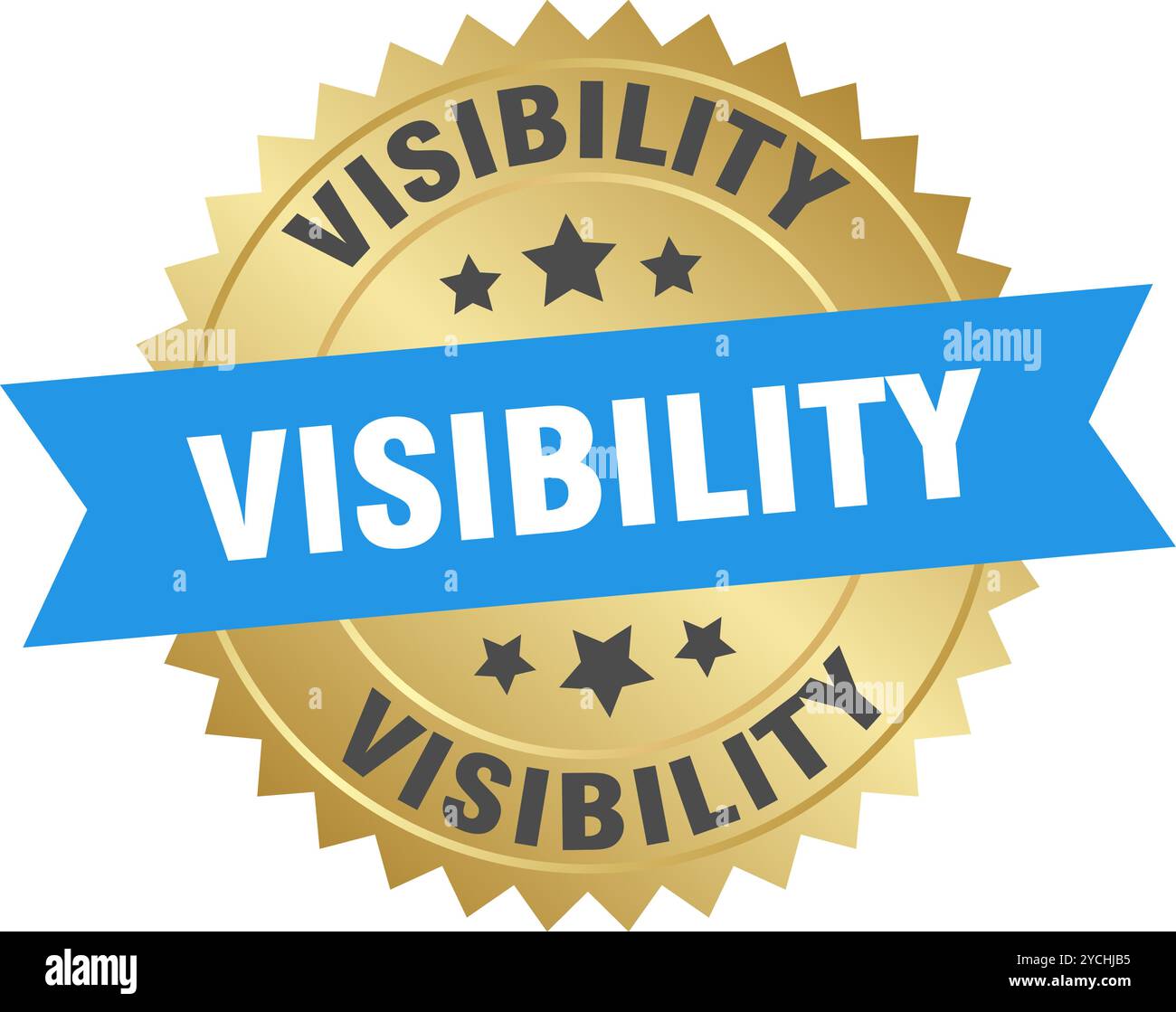 visibility round blue and gold label isolated on transparent background ...