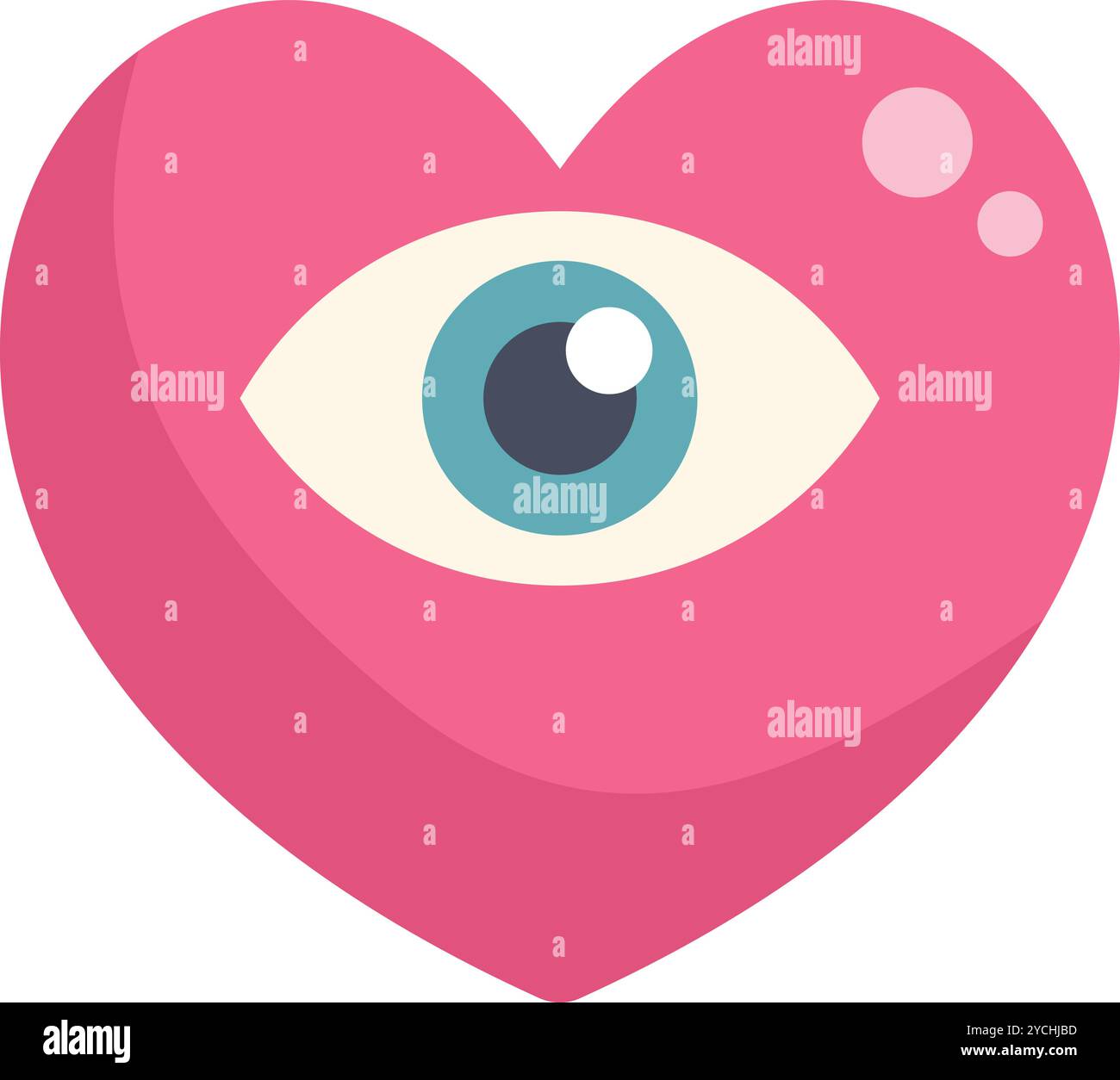 Single pink heart with a single blue eye looking out is a symbol of ...