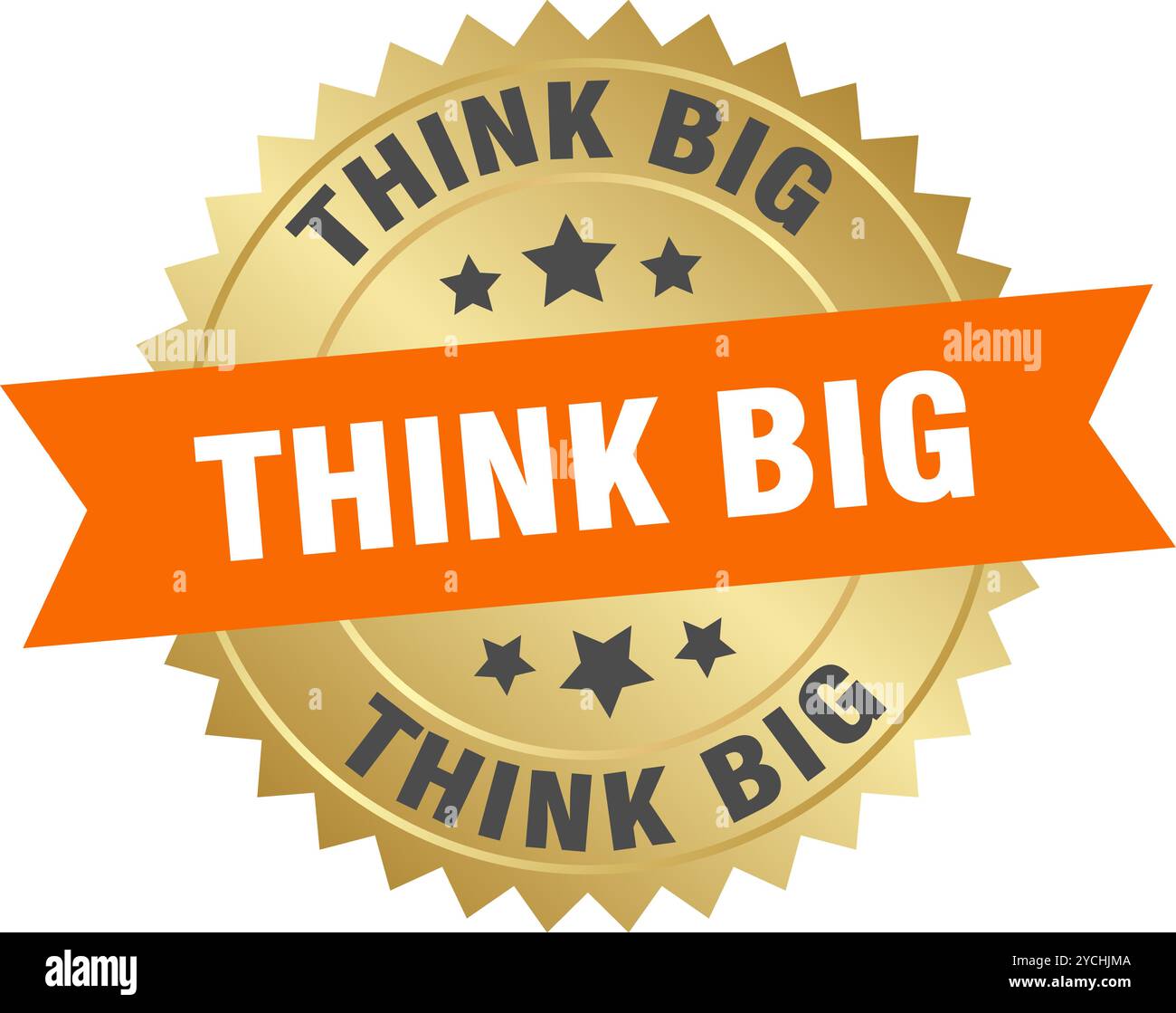 think big round orange and gold label isolated on transparent ...