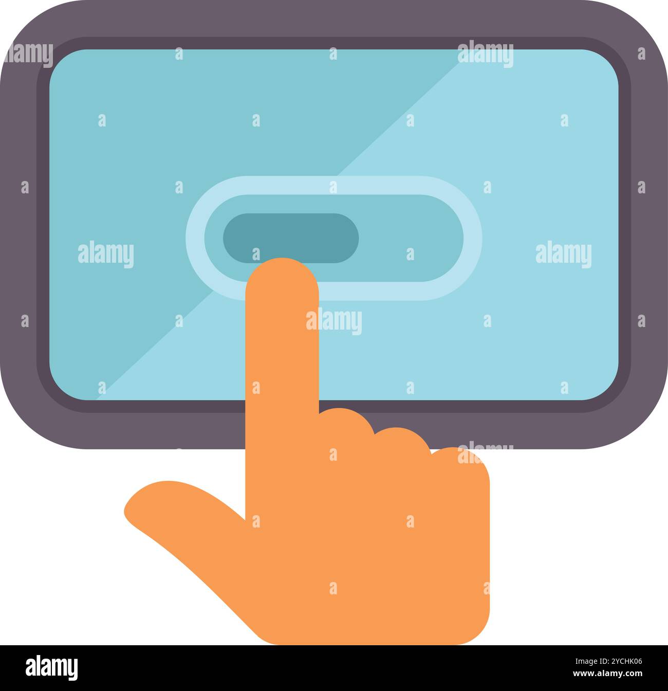 Hand is touching a digital tablet with a loading bar displayed on the ...