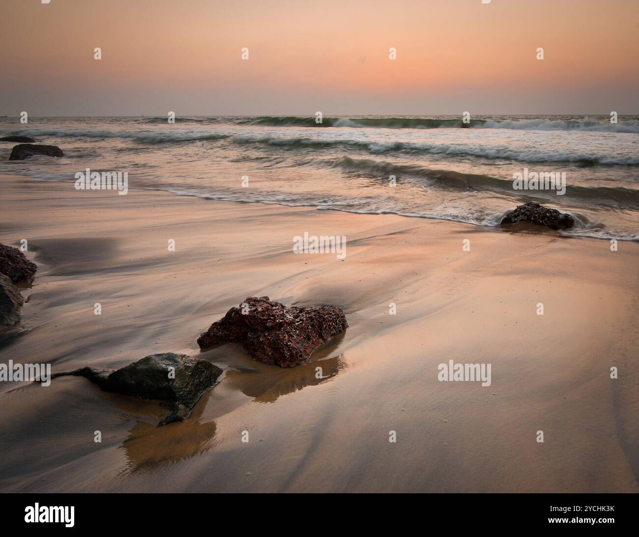 Sunset at tropical beach. South India Stock Photo - Alamy