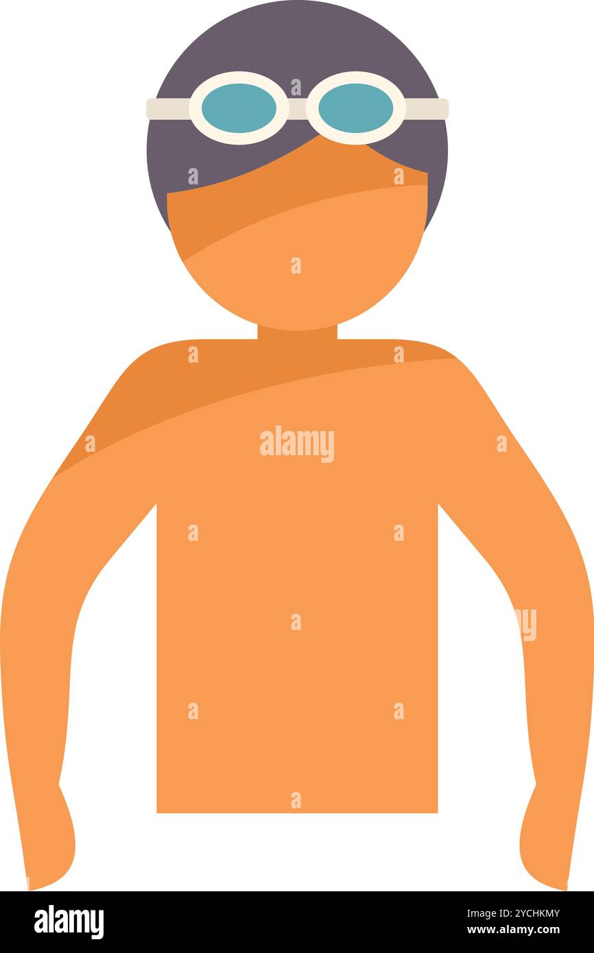 Simple flat illustration of a male character wearing a swim cap and ...