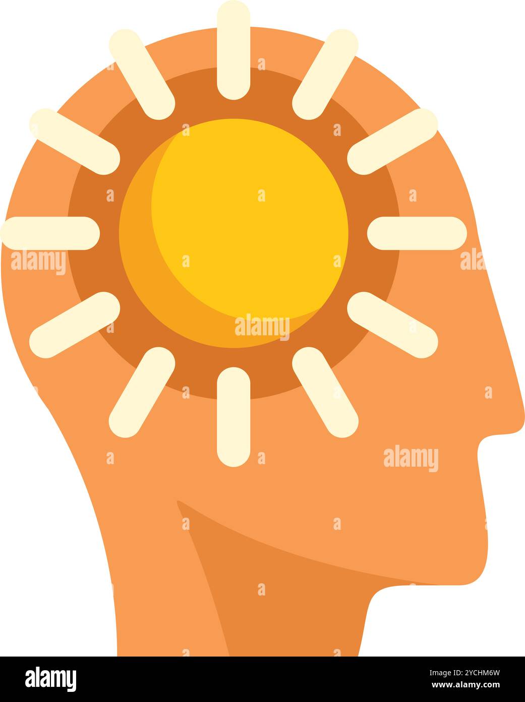 Human head profile with a shining sun inside representing positive ...