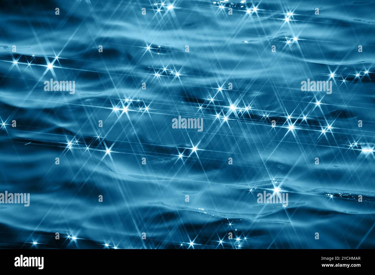 Blue ocean water surface with stars shining effect Stock Photo - Alamy