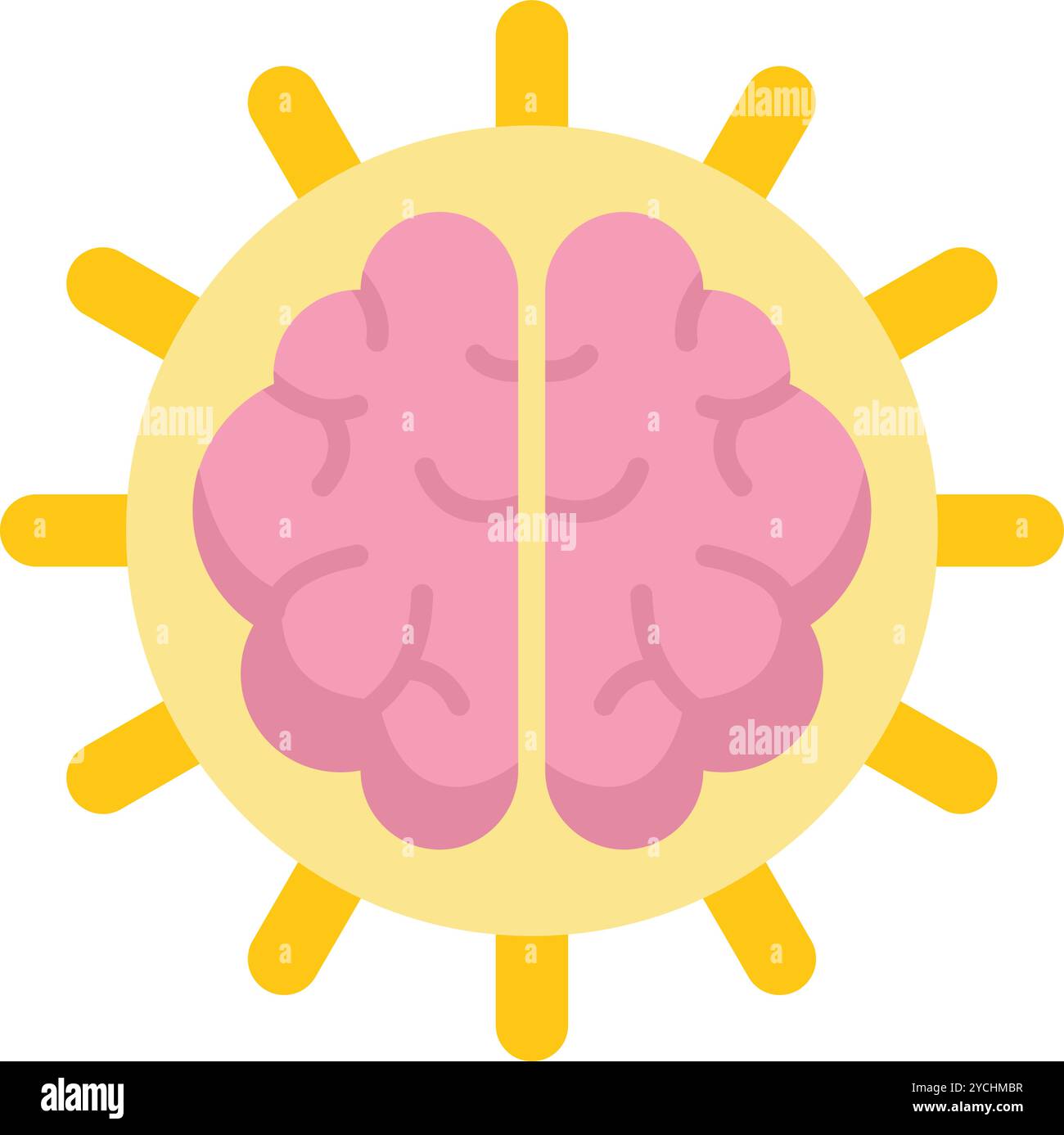 Vector illustration of a brain working at its full power represented by ...