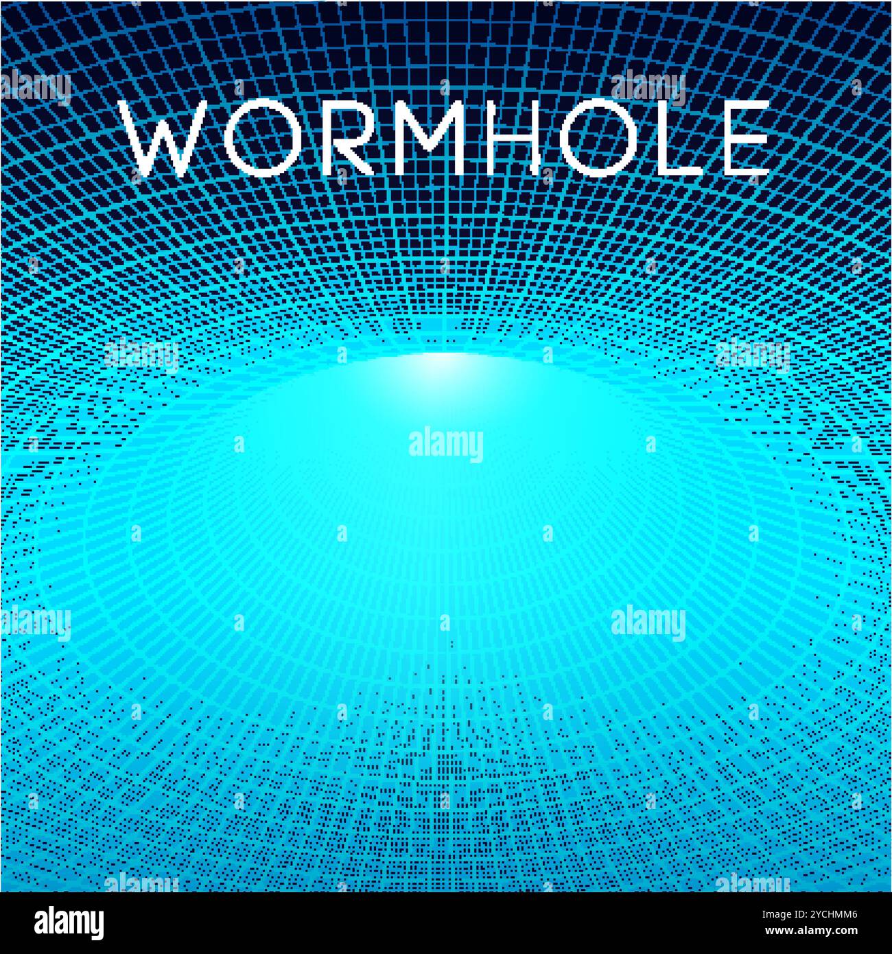 Bright wormhole concept with grid lines converging at the center of a ...