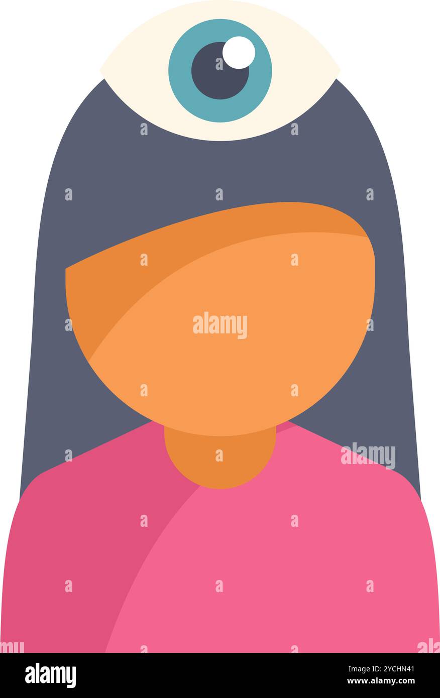 Minimalist flat illustration of a woman wearing a third eye ...