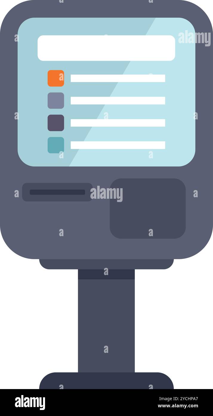 Information kiosk with a digital touchscreen interface is displaying an interactive menu for ...