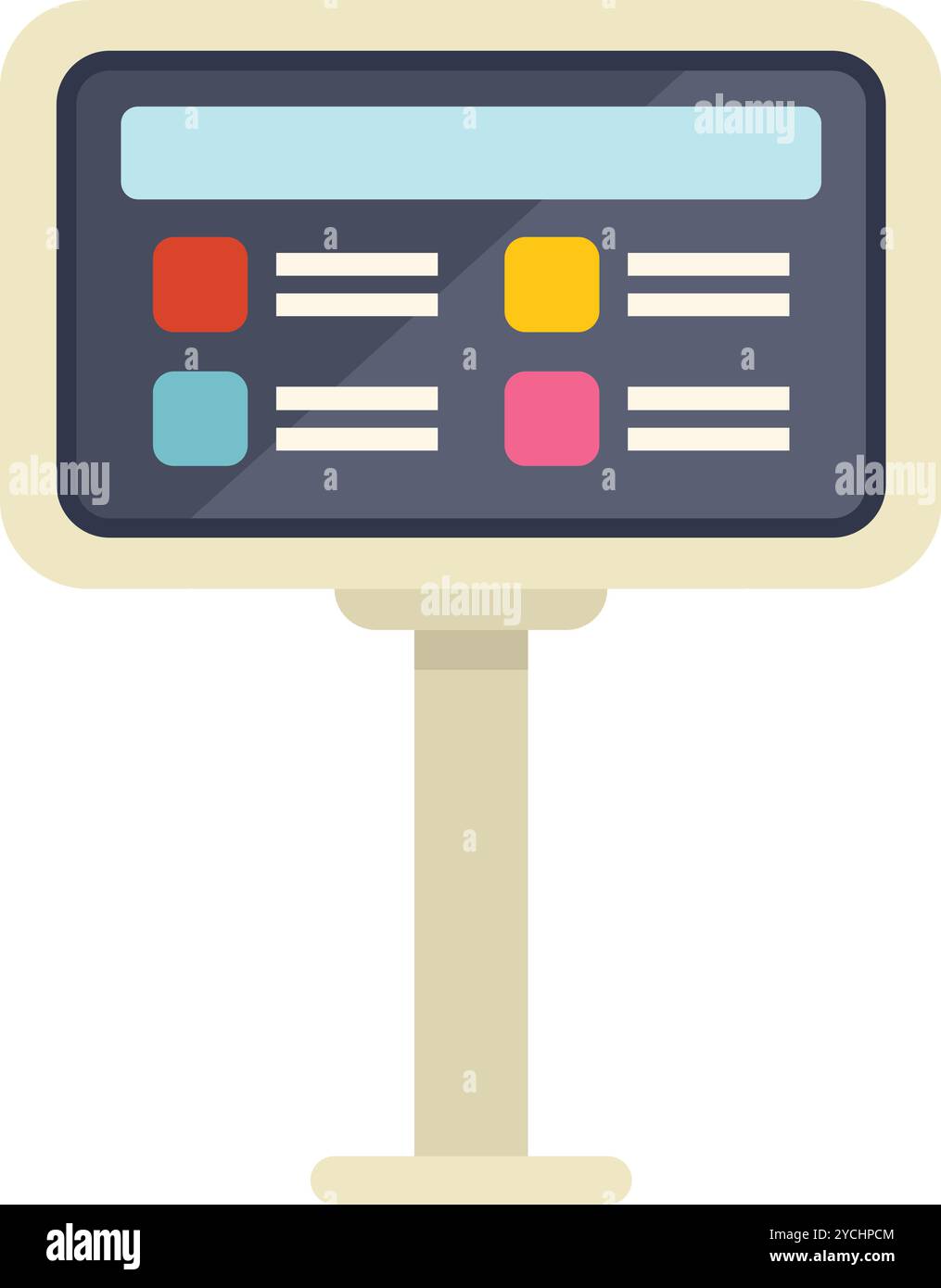 Digital information board showing scheduled events and data on a white ...