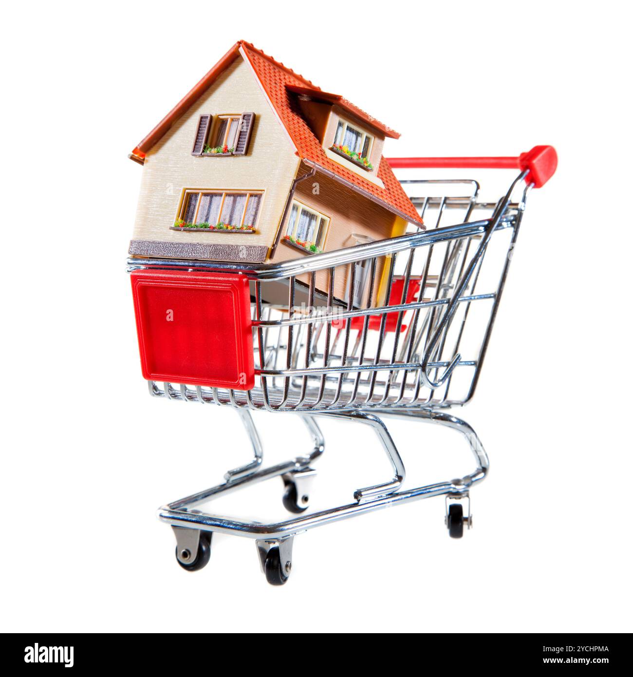 Shopping cart and house Stock Photo - Alamy