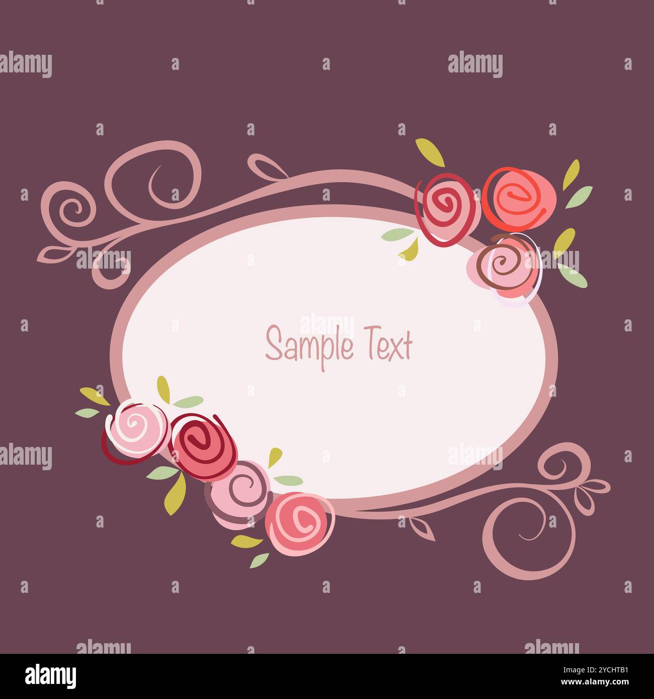 Gift card with roses flowers and ornated frame Stock Photo - Alamy