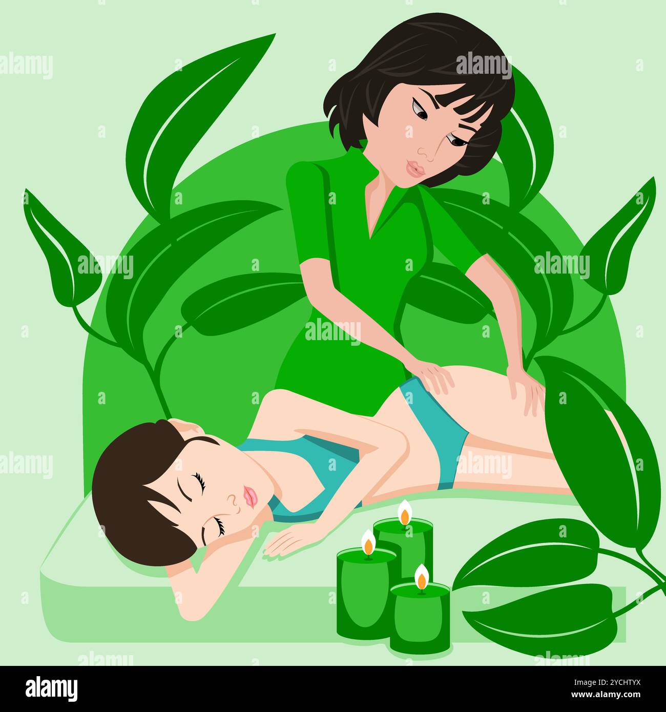Massage in spa salon massaging Stock Vector Images - Alamy