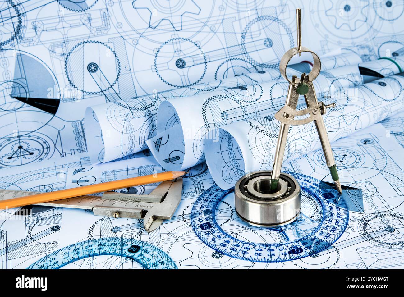Technical drawings with the bearing Stock Photo - Alamy