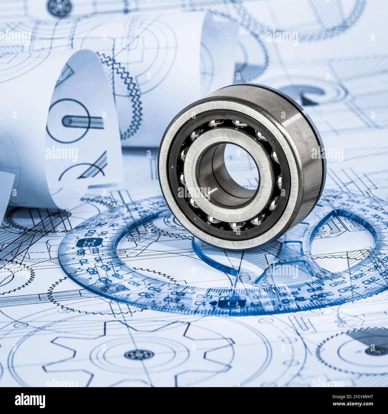 Technical drawings with the bearing Stock Photo - Alamy