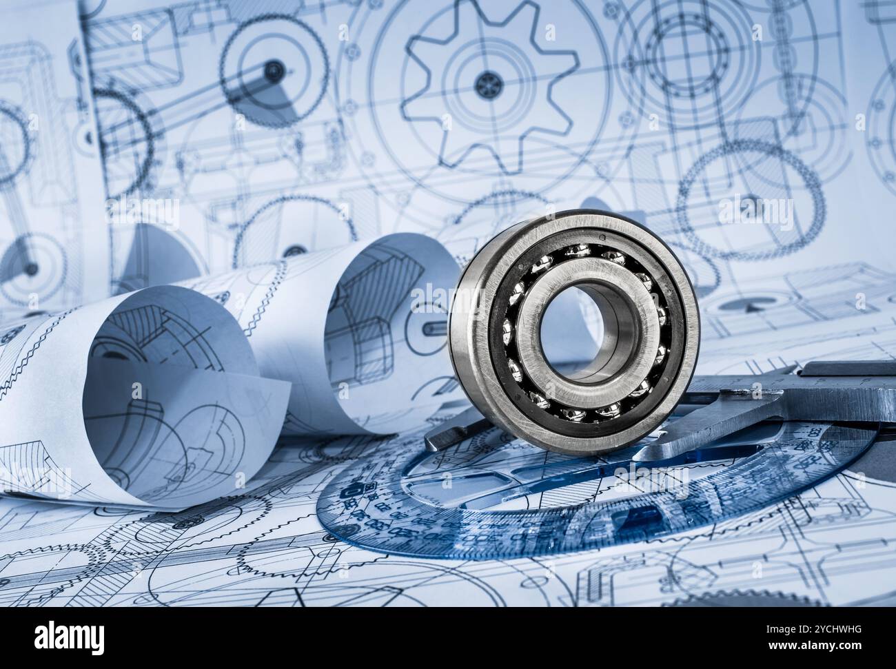 Technical drawings with the bearing Stock Photo - Alamy