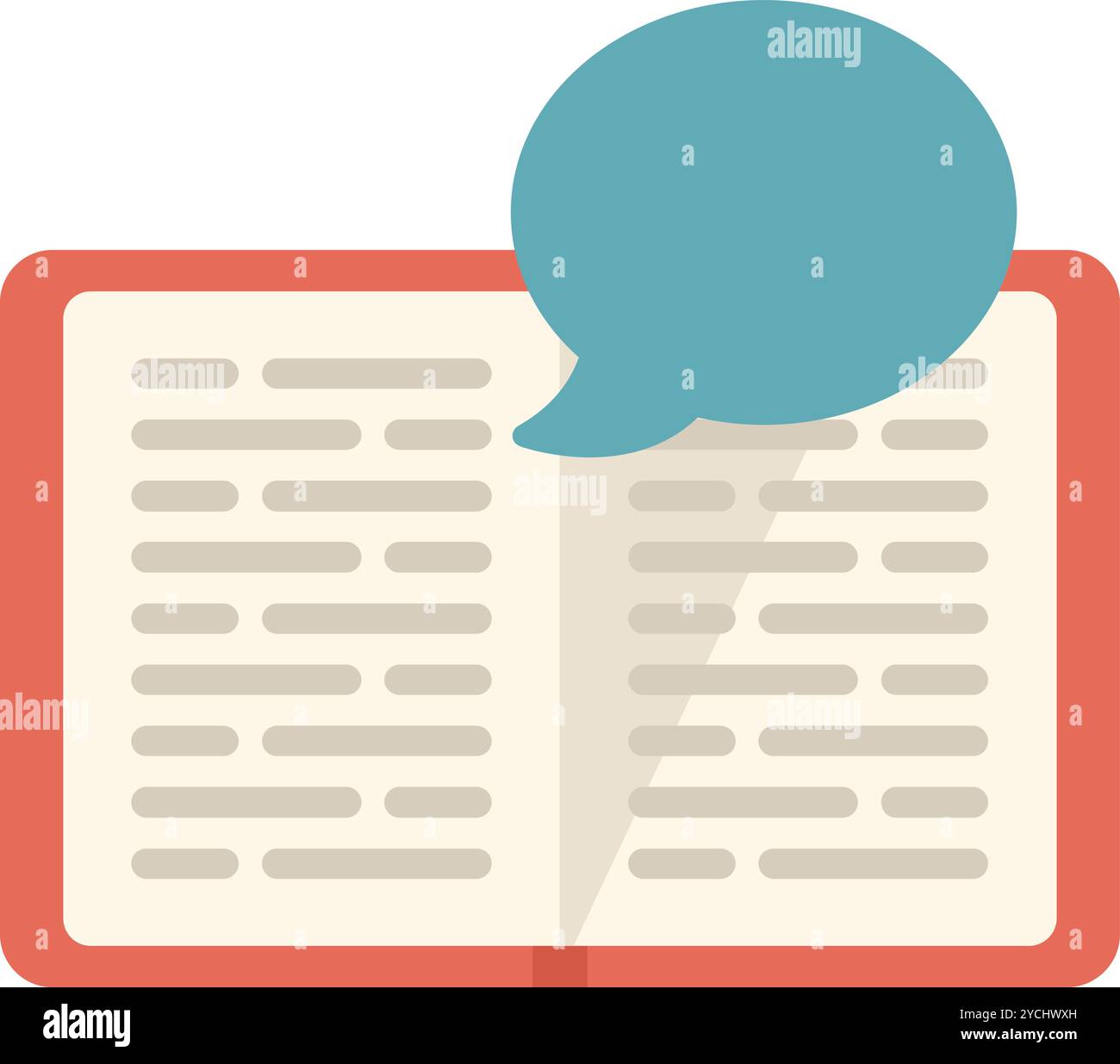 Open book telling story with speech bubble, reading and education ...