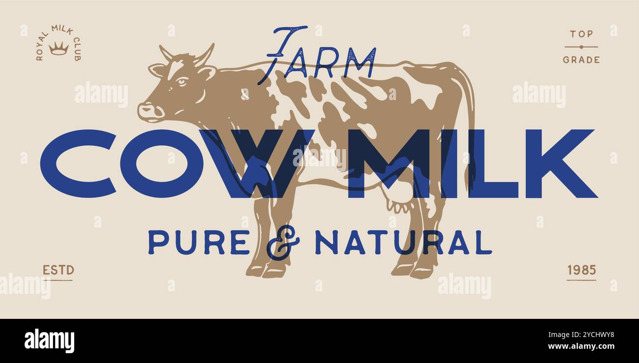 Dairy cow emblem sticker illustration hi-res stock photography and ...