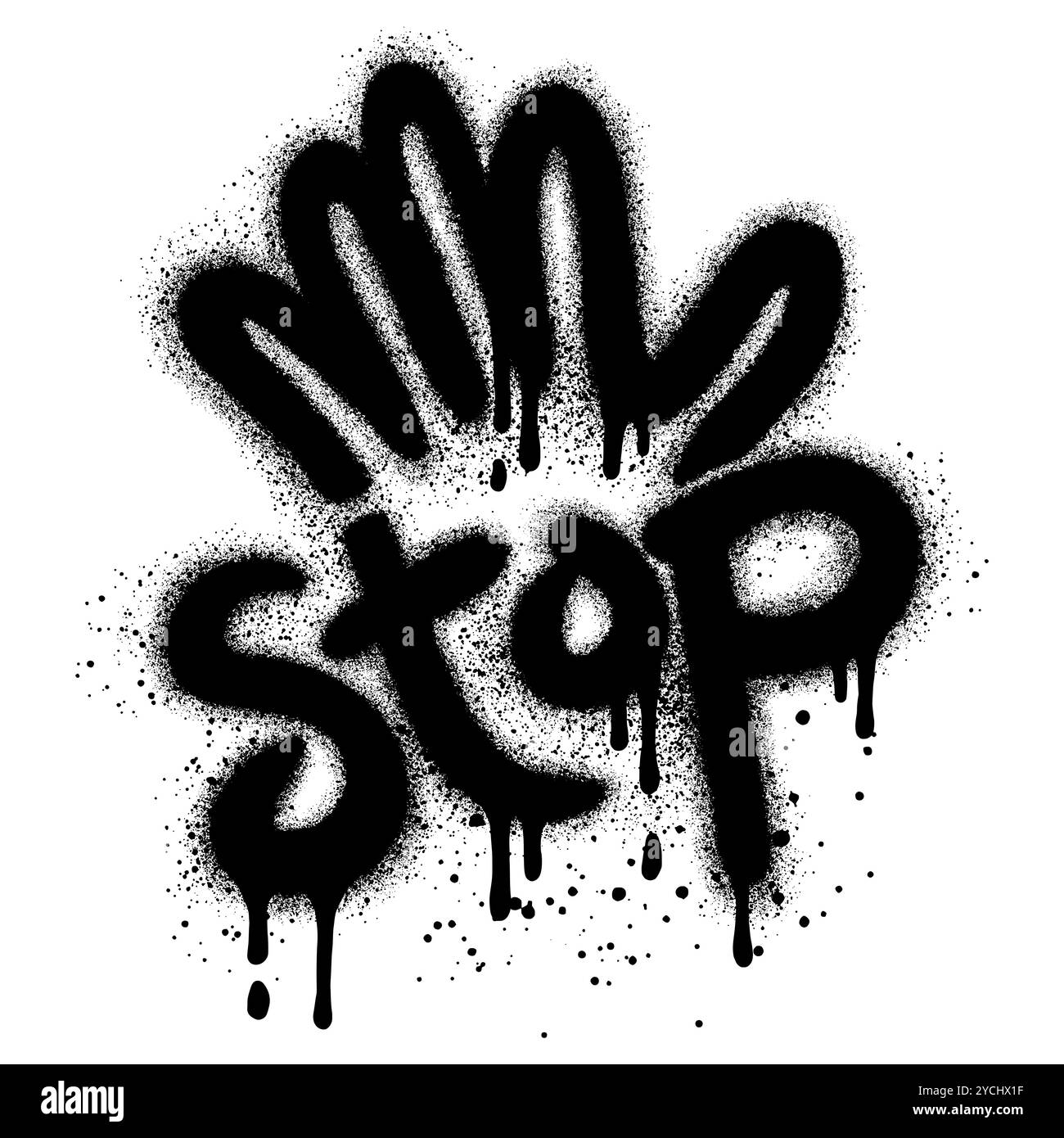 Hand Graffiti Spray isolated on white background with stop sign Stock ...