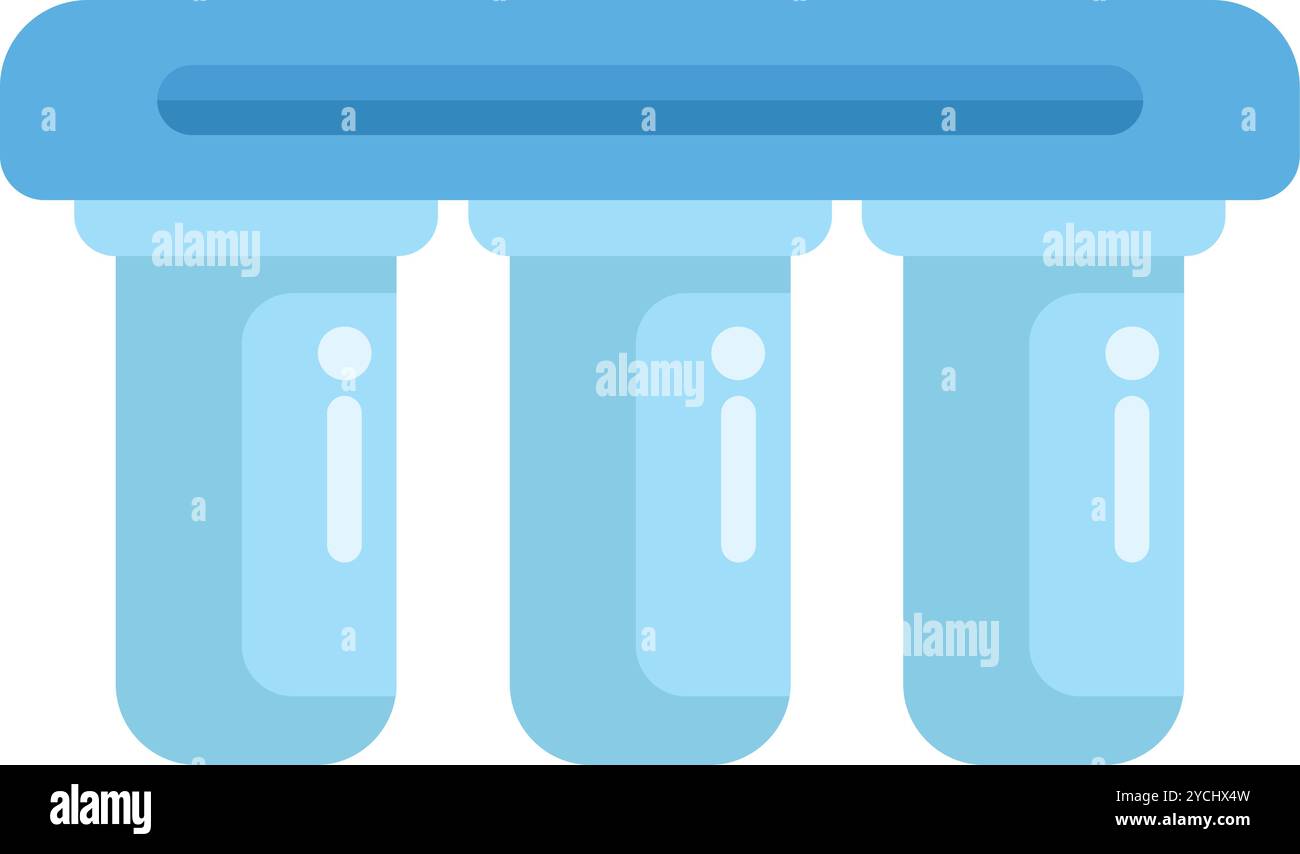 Water filter system purifying drinking water with three filters, flat ...