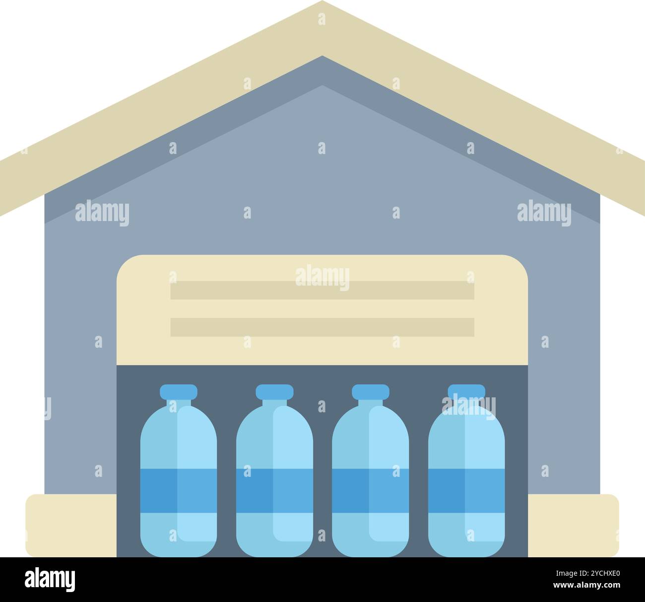 Warehouse storing water bottles, preparing for delivery and ...