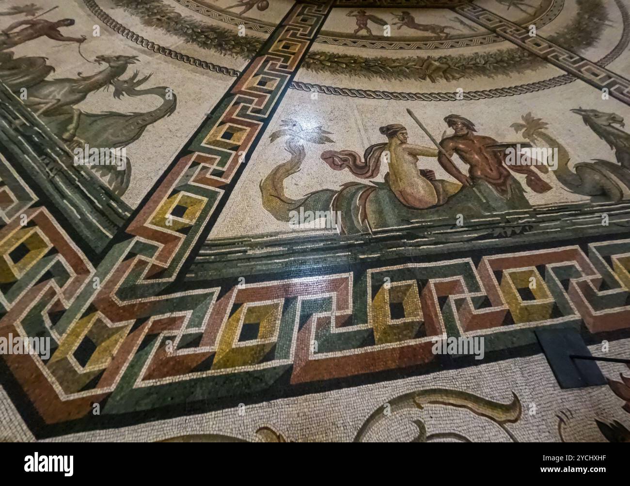 Ancient Roman mosaic tile pattern, vintage background of floor mosaic ...