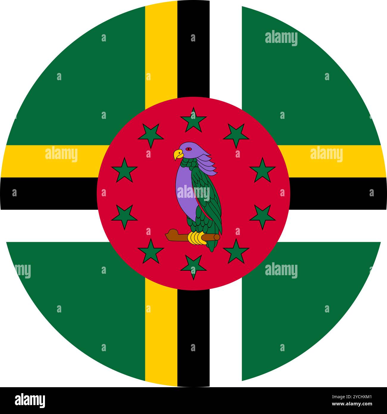 Dominica Circle Flag, Circle Flag of Dominica, Vector Images Stock ...